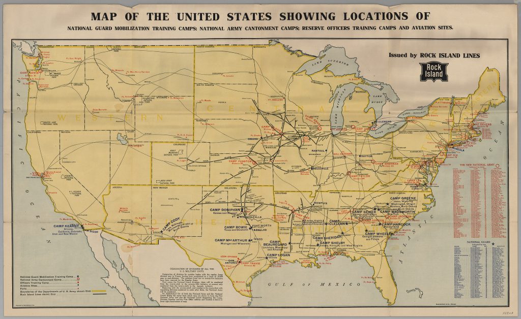 Map of the United States Showing Locations of National Guard ...